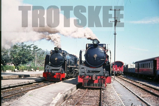 35MM SLIDE RSR Thailand Railways Steam Locomotive 289 288 Thung Song ...