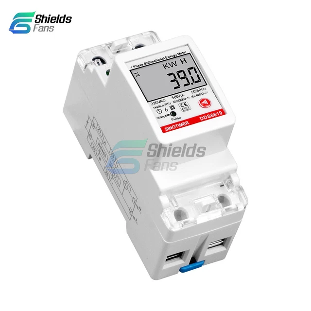 SINGLE PHASE AC 230V 60A Electricity Energy Meter KWH RS485 Modbus RTU ...