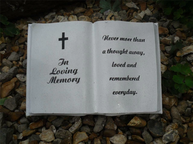 IN LOVING MEMORY cross and verse book Grave cemetery memorial ornament ...