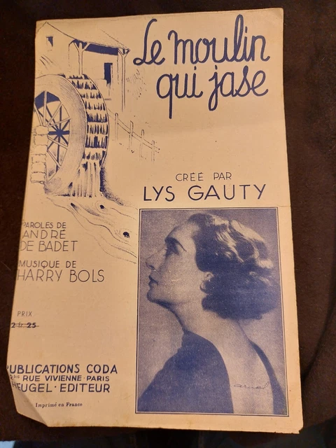 PARTITION LE MOULIN Qui Jase Lys Gauty Sheet Music $12.54 - PicClick CA