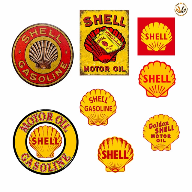 SHELL ADESIVI VINTAGE repliche shell motor oil sticker auto moto print ...