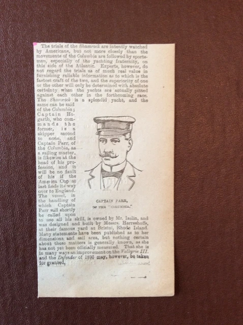 A2U EPHEMERA 1899 Artikel Captain Parr The Columbia EUR 3,15 - PicClick DE