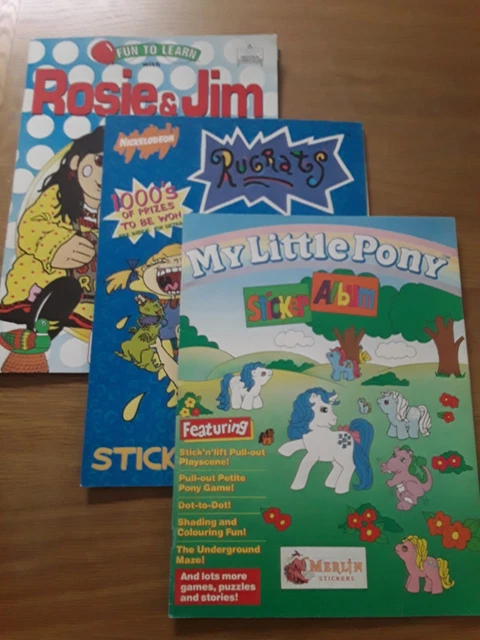 MERLIN STICKER ALBUMS..3 incomplete Rosie&Jim...Rugrats..and My little ...