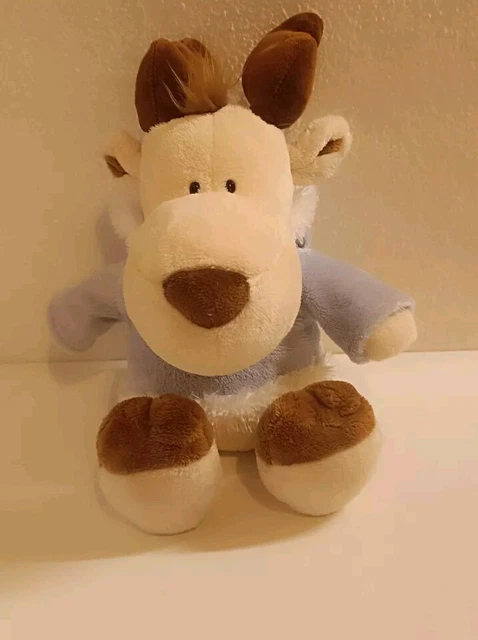NICI MOOSE REINDEER Hank Soft Toy 40cm Cream Blue Hooded Jumper ...