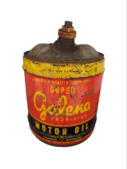 VINTAGE SUPER GALENA Motor Oil 5 Gallon Metal CAN Freedom, PA Sign ...