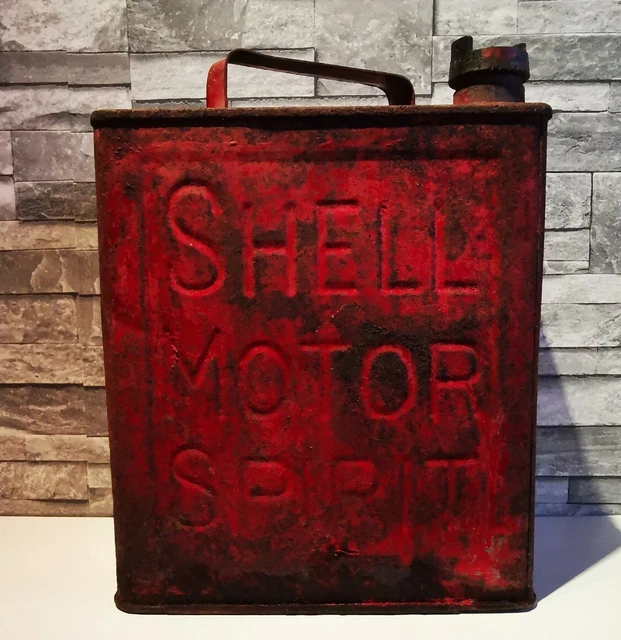 1930S VINTAGE SHELL Red Motor Spirit 2 Gallon Jerry-Can Original Brass ...