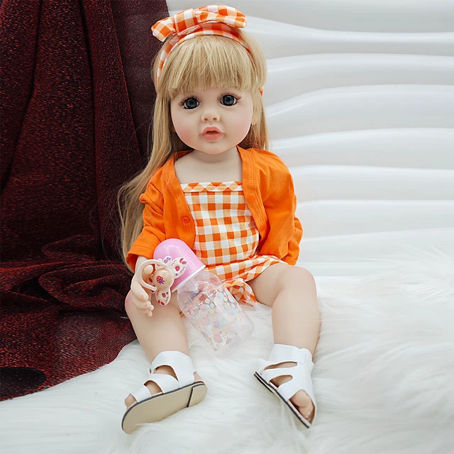 REALISTIC REBORN BABY Doll Toddler Dolls Full Body Vinyl Girl Blonde ...