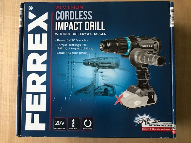 CORDLESS IMPACT DRILL - Ferrex 20V - (Bare Tool) Brand New Unopened £20 ...