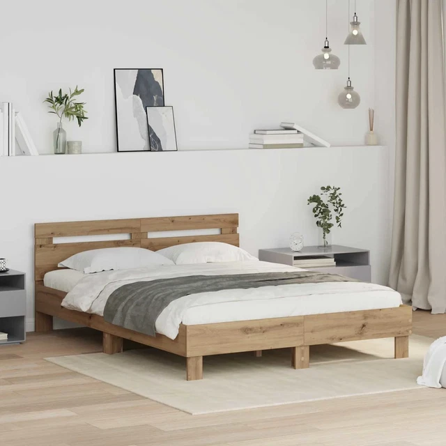 BED FRAME ARTISAN Oak 120 x 200 cm Engineered Wood vidaXL £188.46 ...