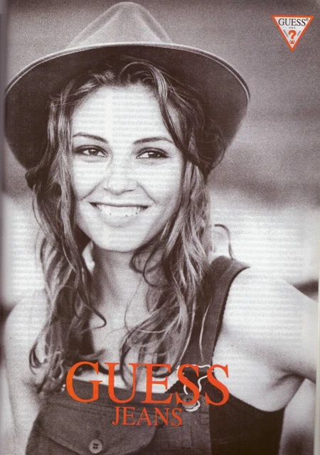 1994 GUESS JEANS Bridget Hall Black & White Sexy Hat Vintage Print Ad ...