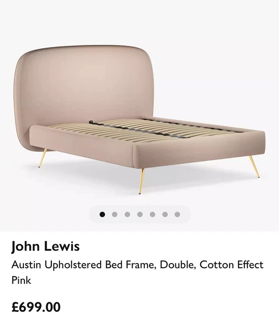 JOHN LEWIS AUSTIN Upholstered Double Bed Frame, Pink Effect Cotton £699 ...