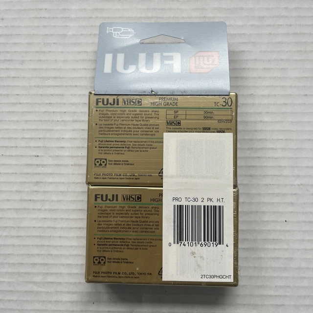 FUJI VHS-C PRO Camcorder Video Cassette Tape x 2 Premium High Grade TC ...