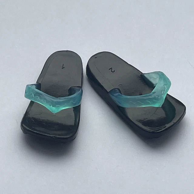 KEN DOLL WEAR Mattel Barbie Ken doll Black and Clear Blue shoes Sandals ...