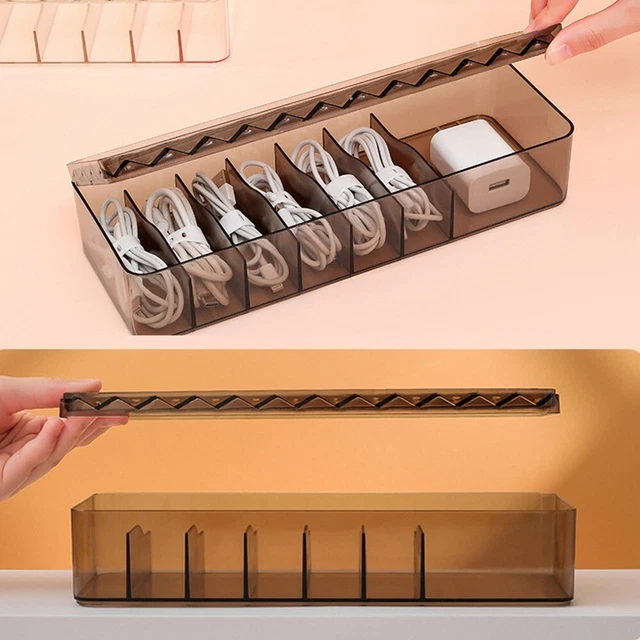 TRANSPARENT CABLE ORGANIZER Box With Lid Desk Storage Case Office EUR ...