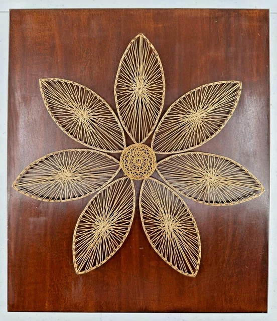 MID-CENTURY MODERN 1970S String Art Sun Flower Wood Decorative Wall ...