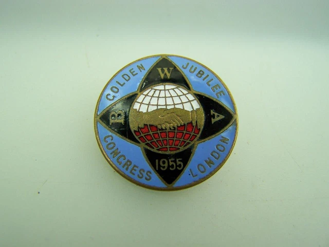 1955 VINTAGE ENAMELLED badge Baptist Word Alliance London Golden ...