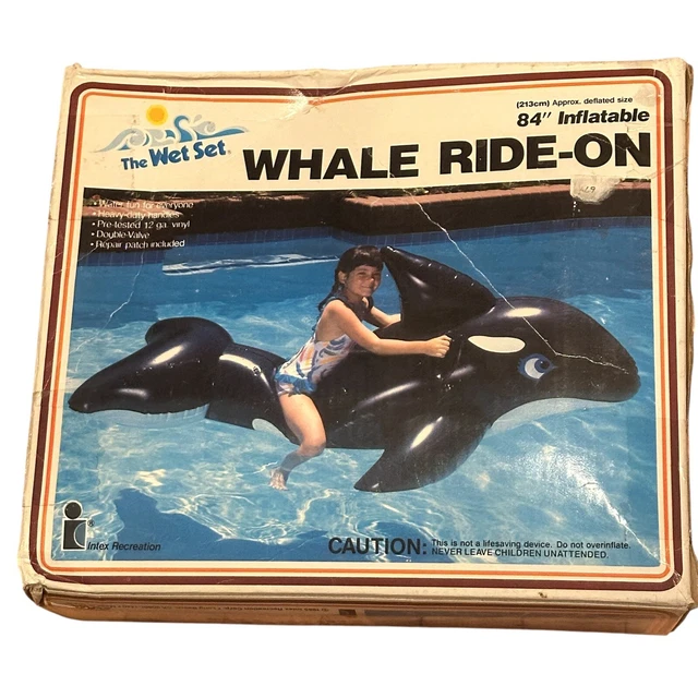 VINTAGE THE WET Set Whale Ride On 84" Inflatable 1985 Orca Pool Float ...