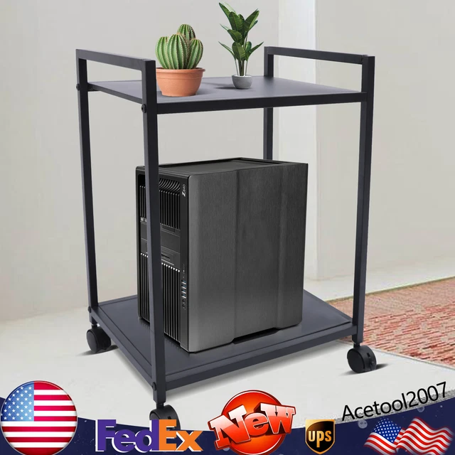 2-TIER COMPUTER TOWER Stand CPU Stand Cart Printer PC Holder Floor ...