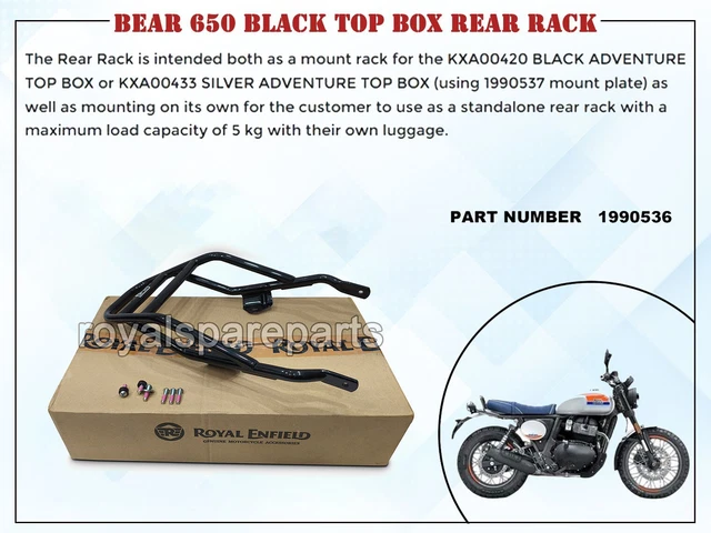 GENUINE ROYAL ENFIELD "Bear 650" Black Top Box Rear Rack £125.87 ...