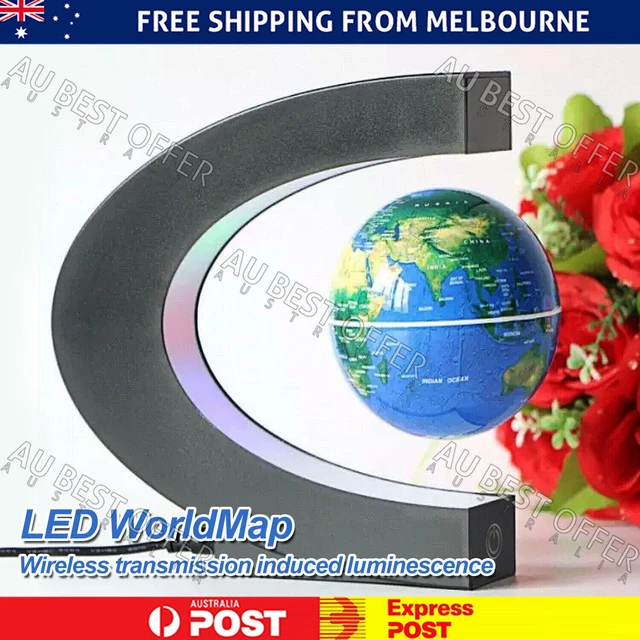MAGNETIC FLOATING ROTATING Globe with Touch Switches LED Light AU $23. ...