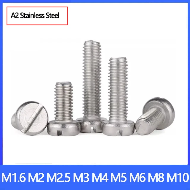 A2 STAINLESS SLOTTED Machine Screws Metric Pan Head Bolts Screws DIN85 ...