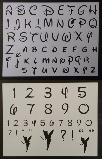 DISNEY ALPHABET LETTERS Numbers 1.2" Font 11" x 8.5" Custom Stencil ...