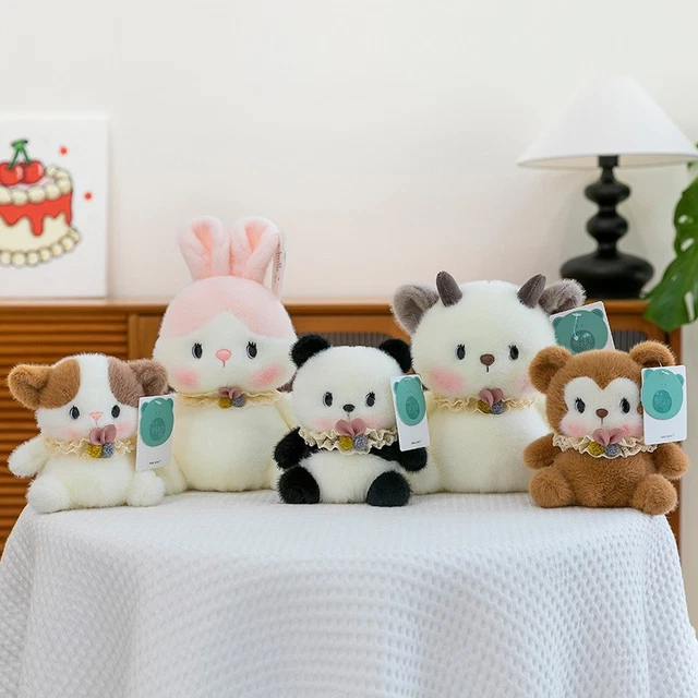 CUTE CARTOON CAT Rabbit Bear Dog Panda With Lace Decoration Plush Toy ...