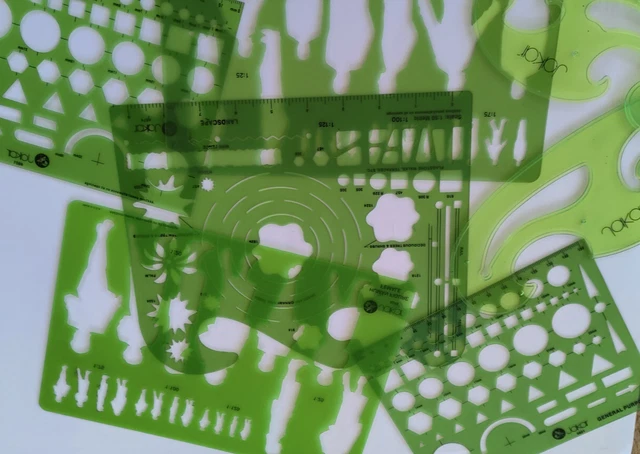 GARDEN PLANNING LANDSCAPE Design Ellipse Measuring Rulers Templates £9. ...