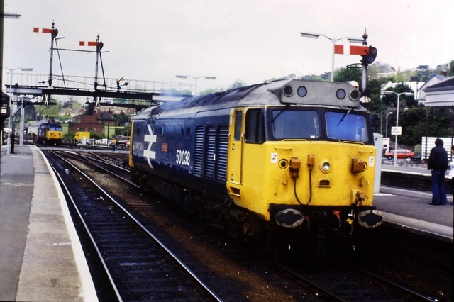 35MM ORIGINAL COLOUR Rail Slide BR Class 50 50038 at Exeter St David's ...