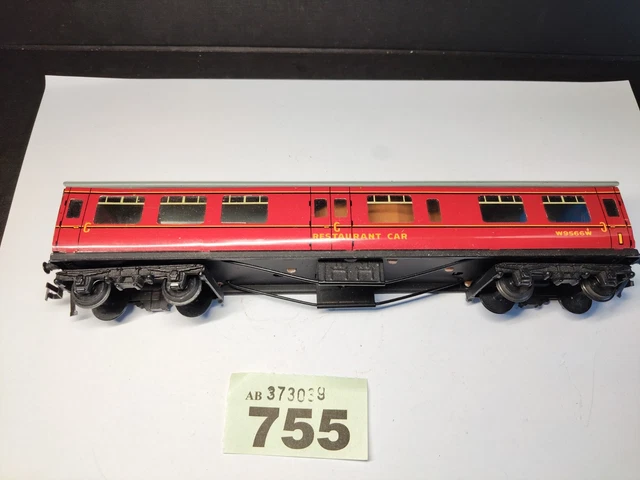 HORNBY DUBLO 2/3 RAIL RUNNING #4049 BR.MAROON `RESTAURANT CAR` Running ...