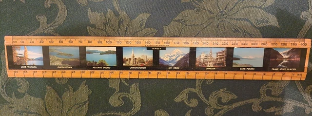 VINTAGE RANGATIRA SOUVENIR Wooden Ruler With Photos Of New Zealand $19. ...