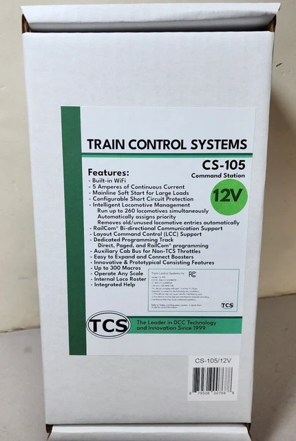 TCS CS-105 DCC Command Station 12 Volt Model Railroad Digital Control ...