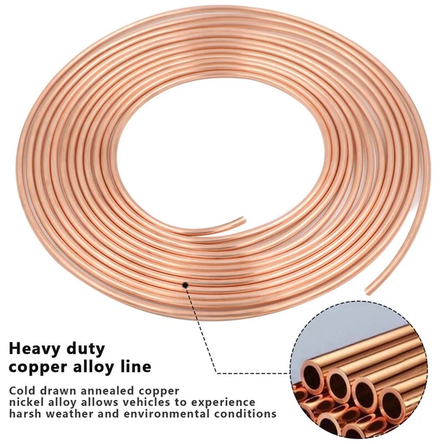 25 FOOT ROLL Coil 3/16" OD Copper Nickel Brake Line Tubing Kit With ...