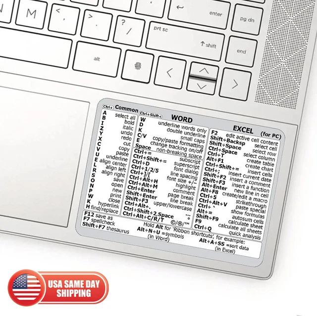 WINDOWS PC LAPTOP Microsoft Word Excel Reference Guide Keyboard ...