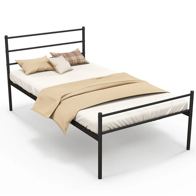 3FT SINGLE METAL Bed Frame Heavy-duty Slatted Platform Bed w/ Headboard Golden £60.85 - PicClick UK
