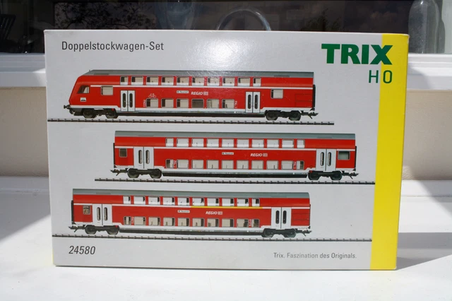 TRIX HO GAUGE 24580 Doppelstockwagen Bi-Level Three Car Set With ...