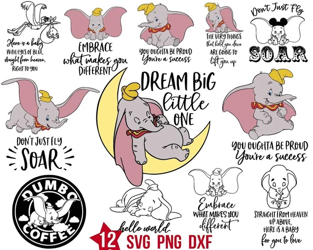 12 DISNEY DUMBO quotes SVG Bundle, cartoon SVG for Cricut, Cricut ...