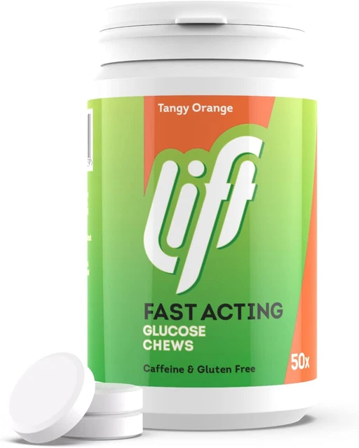 LIFT | FAST-ACTING Glucose Chewable Energy Tablets | Orange | 6 Pack of ...