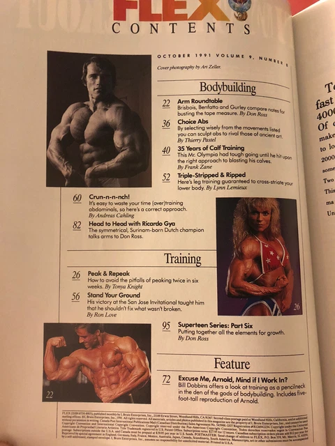 FLEX OCT 1991 Vol.9 #8 Arnold Schwarzenegger Cover! Joe Weider Rare ...
