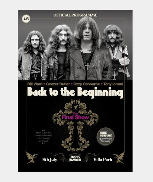 OZZY OSBOURNE BLACK Sabbath Back to the Beginning Official Program - NO ...