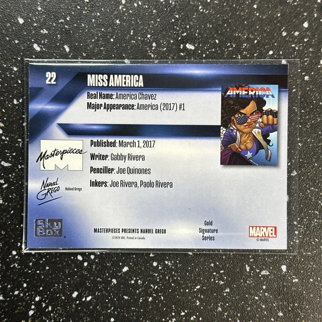 2024 MARVEL MASTERPIECES Nahuel Grego Gold Signature #22 Miss America £ ...