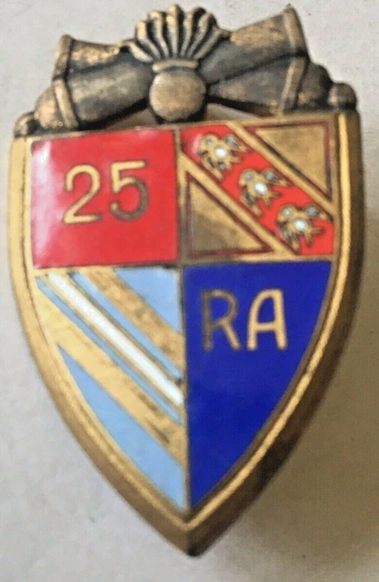 MILITARY ARTILLERY BADGE: ""25th ARTILLERY REGIMENT"" DRAGON PARIS H706 ...