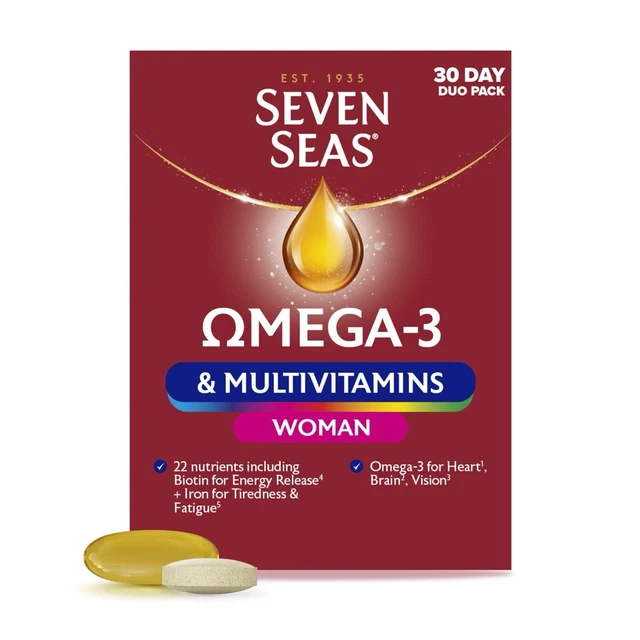 SEVEN SEAS OMEGA-3 & Multivitamins Woman 30 Day Duo Capsules & Tablets Fish Oil £13.50 - PicClick UK