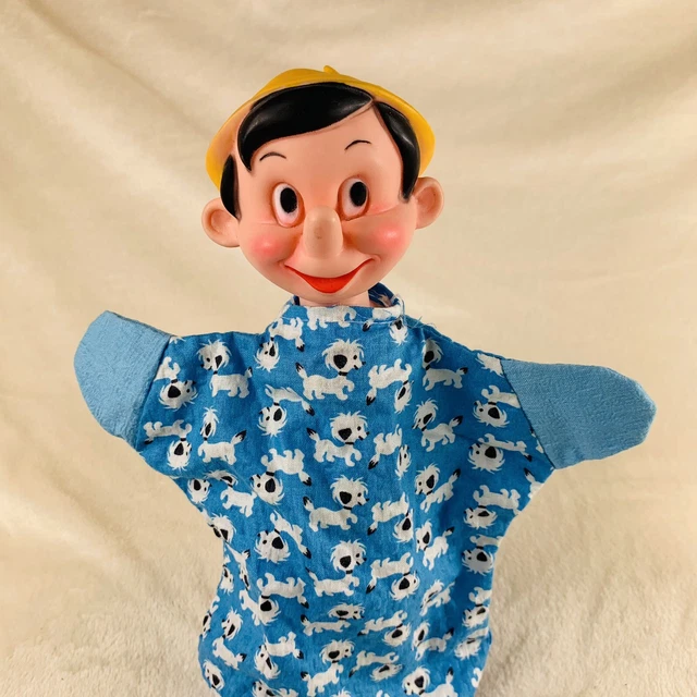 VINTAGE PINOCCHIO 1950S Gund Walt Disney 10" Hand Puppet Rubber Head ...