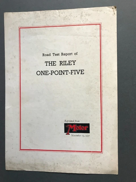 VINTAGE 1957 THE Riley One-Point-Five Car Test Report / Motor Magazine ...