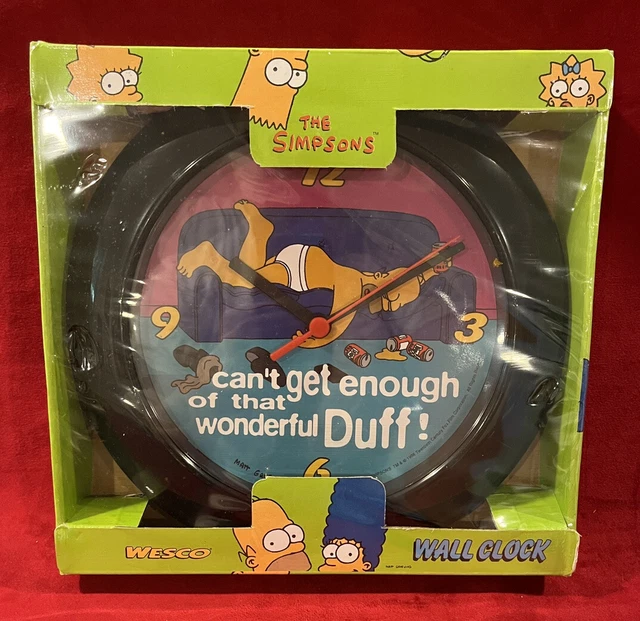 RARE 1997 THE Simpsons Duff Wesco Wall Clock New Sealed in Box Gadget ...