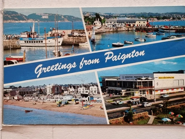 ANCIENNE CARTE POSTALE 1981 Paignton Devon Plage Festival Hall Port EUR ...
