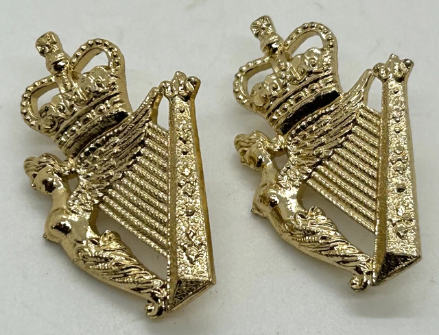 BRITISH MILITARY ISSUE Royal Irish Regiment Uniform Tunic Collar Badges ...