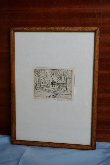 HILTRUD SIEVERS RADIERUNG Hohe Wart E/A 1978 Spessart Mespelbrunn ...
