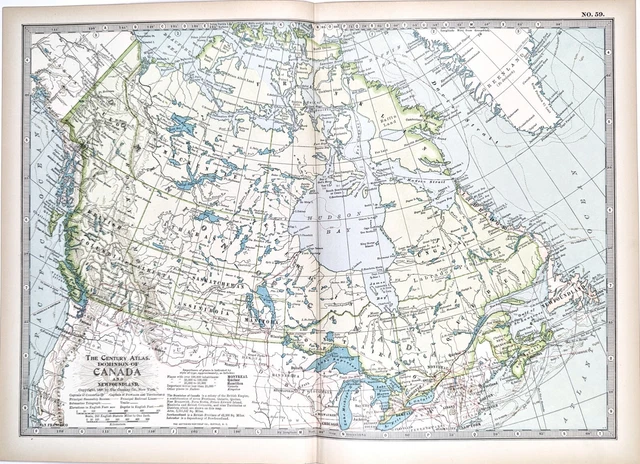 1899 CANADA MAP ORIGINAL Steamships Railways Newfoundland Hudson Bay ...